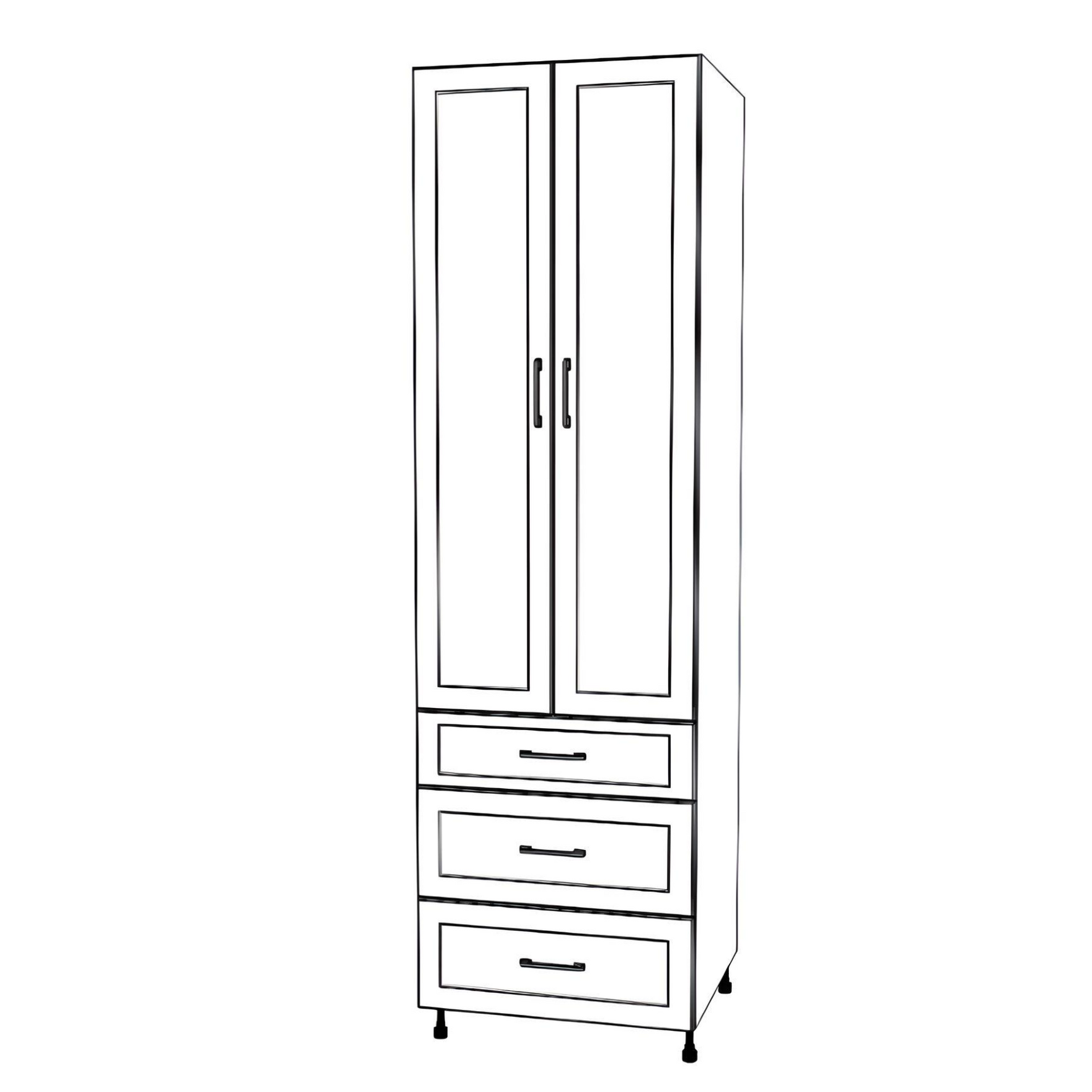 26" Wide Tall Pantry Cabinet - With Drawers - Thermofoil Doors — RTI ...