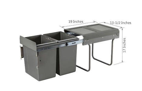 Garbage Bin System 13 1/2" - For 15" Base Cabinet and Up — RTI CABINETS